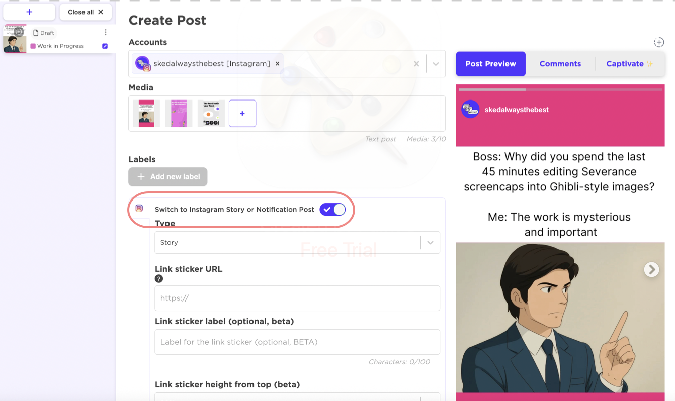 Creating story chains